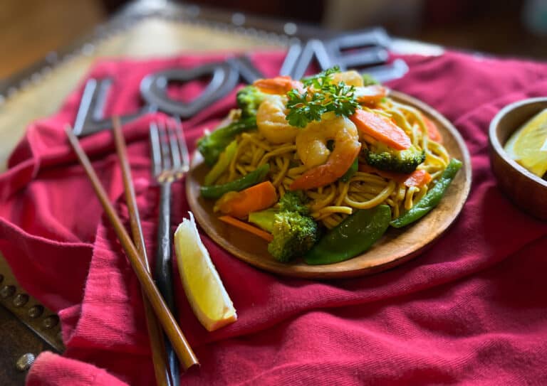 Filipino Pancit Canton Noodles with Shrimp and Vegetables - JOZmahal